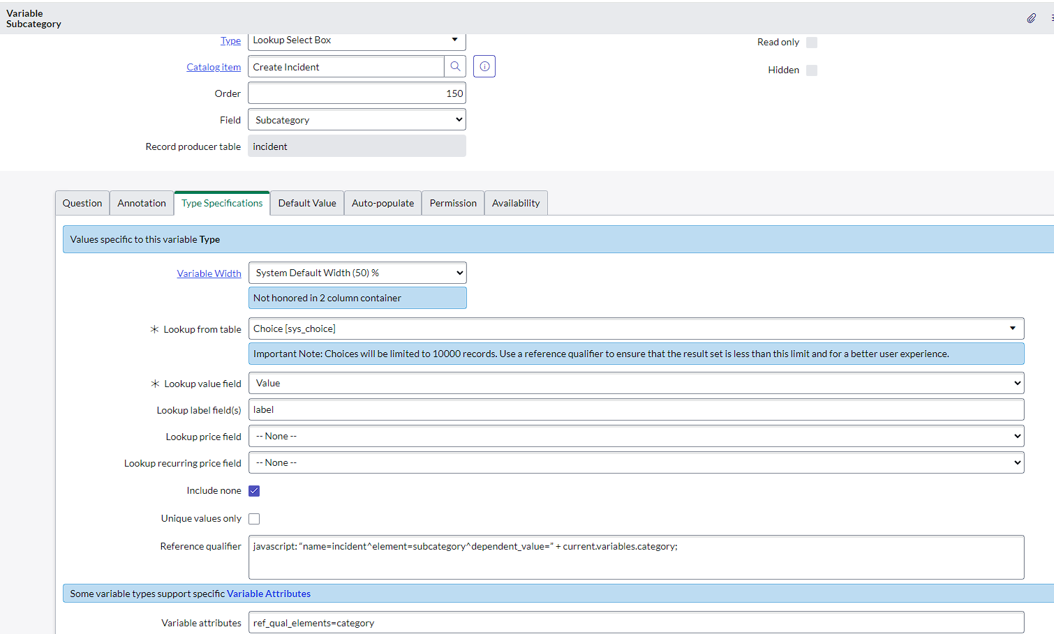 Need Sub-categories based on category in record pr... - ServiceNow ...