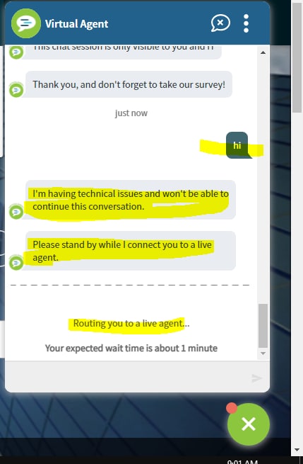 Solved: virtual agent is routing to Live Agent chat by sho ...