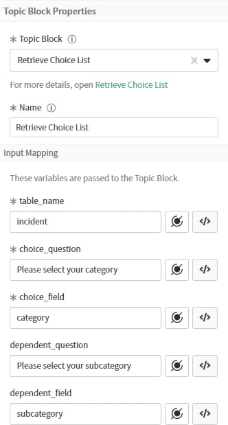 Virtual Agent Topic Block: Retrieve Choice List - ServiceNow Community