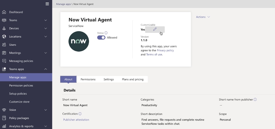 MS Teams branding for the conversational integrati... - ServiceNow ...