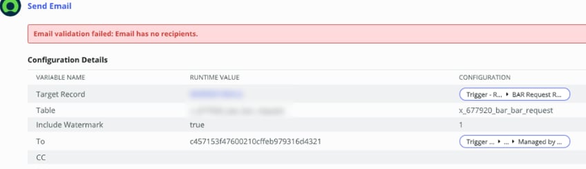 Solved: Email validation failed: Email has no recipients. - ServiceNow Community