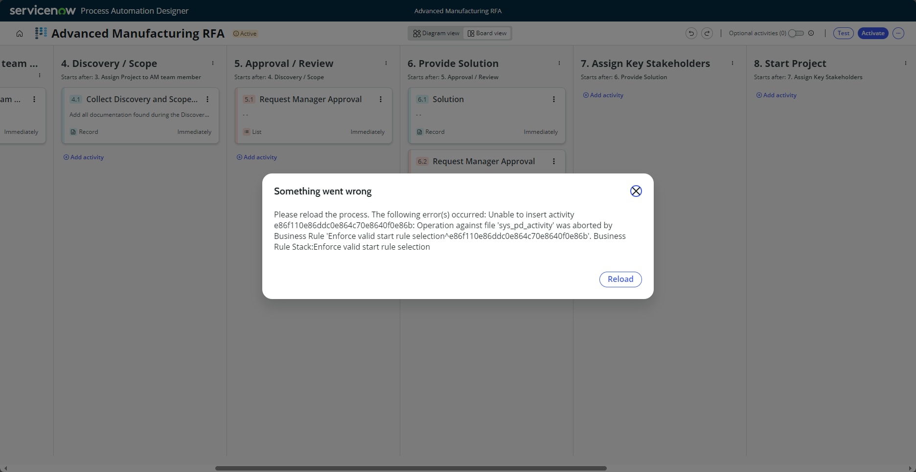 Process Automation designer - Cannot add an activi... - ServiceNow ...