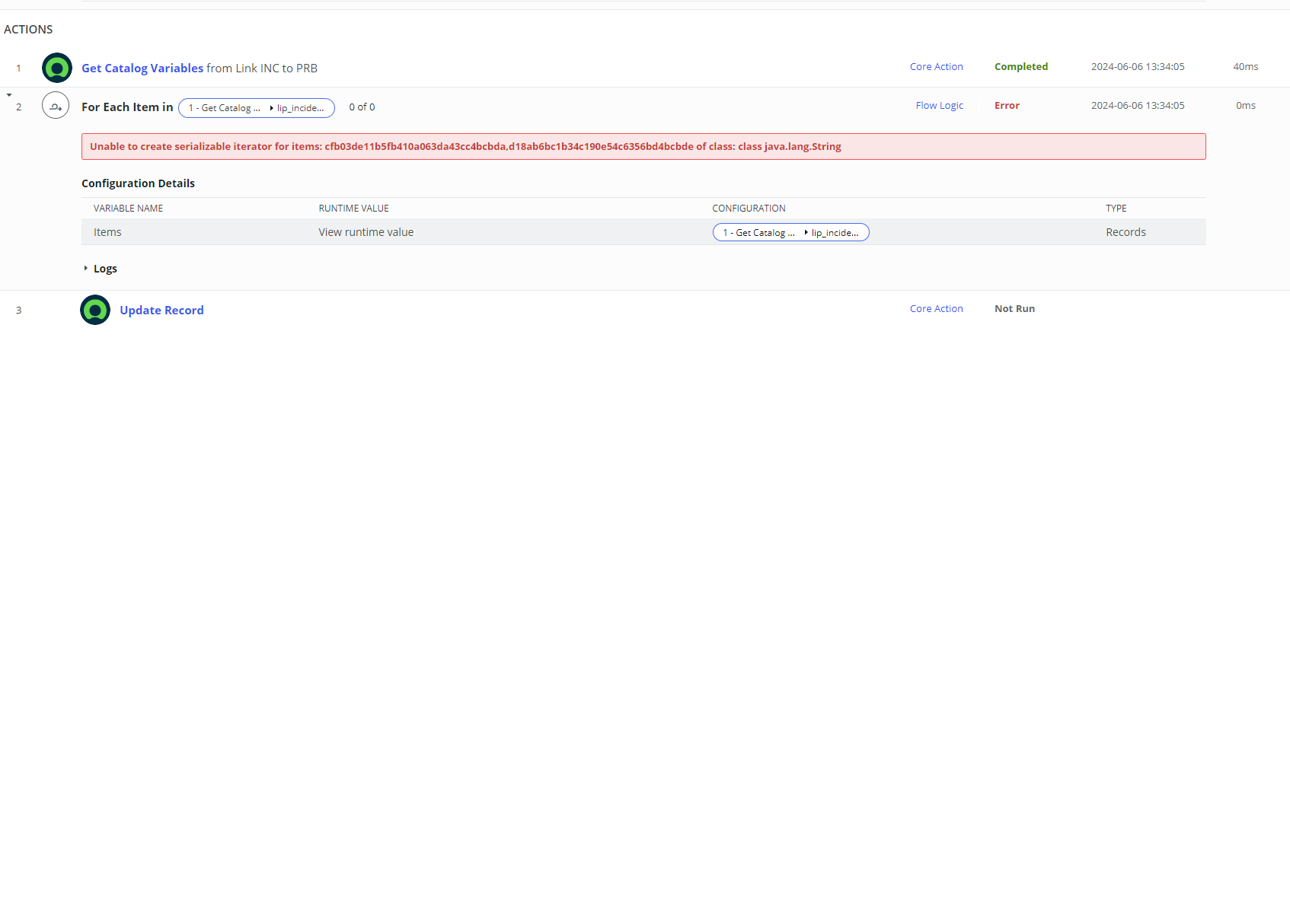Solved: Unable to create serializable iterator - ServiceNow Community