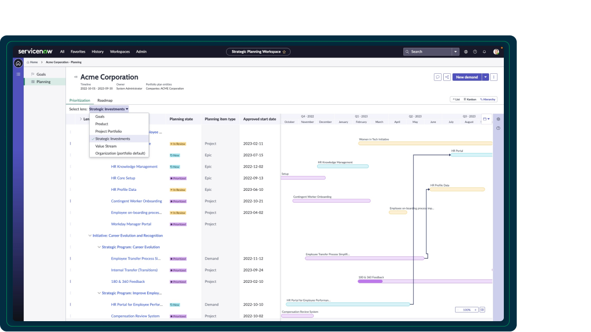 Strategic Planning - ServiceNow