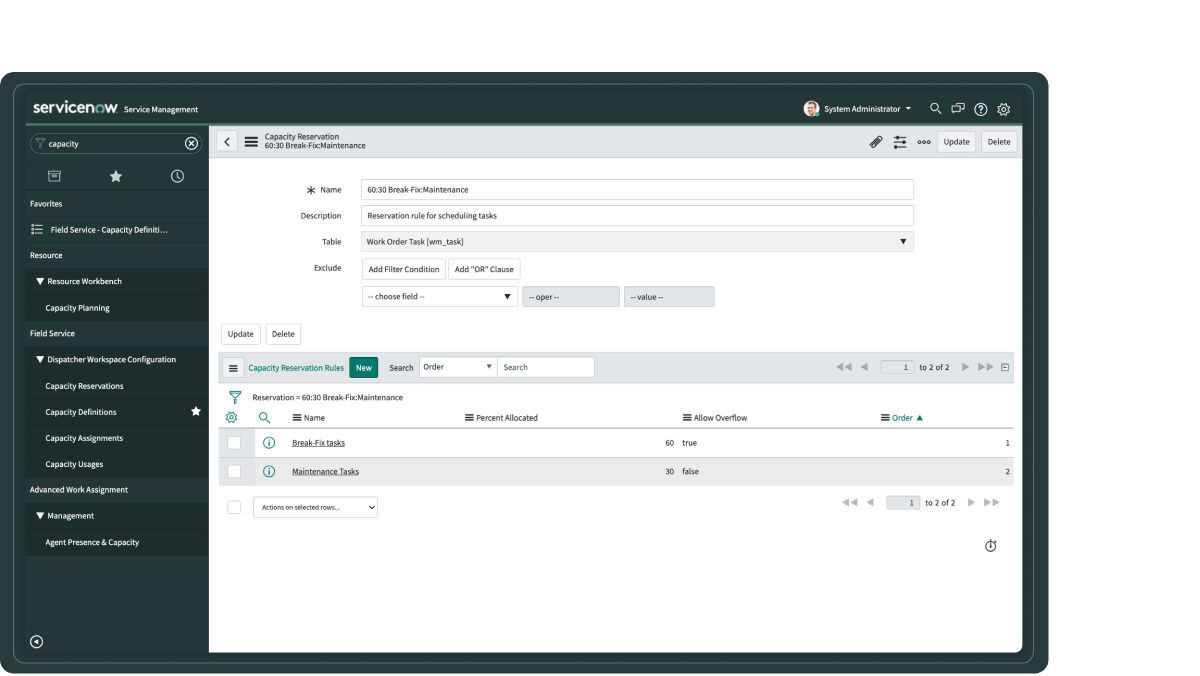 Capacity and Reservations Management - ServiceNow