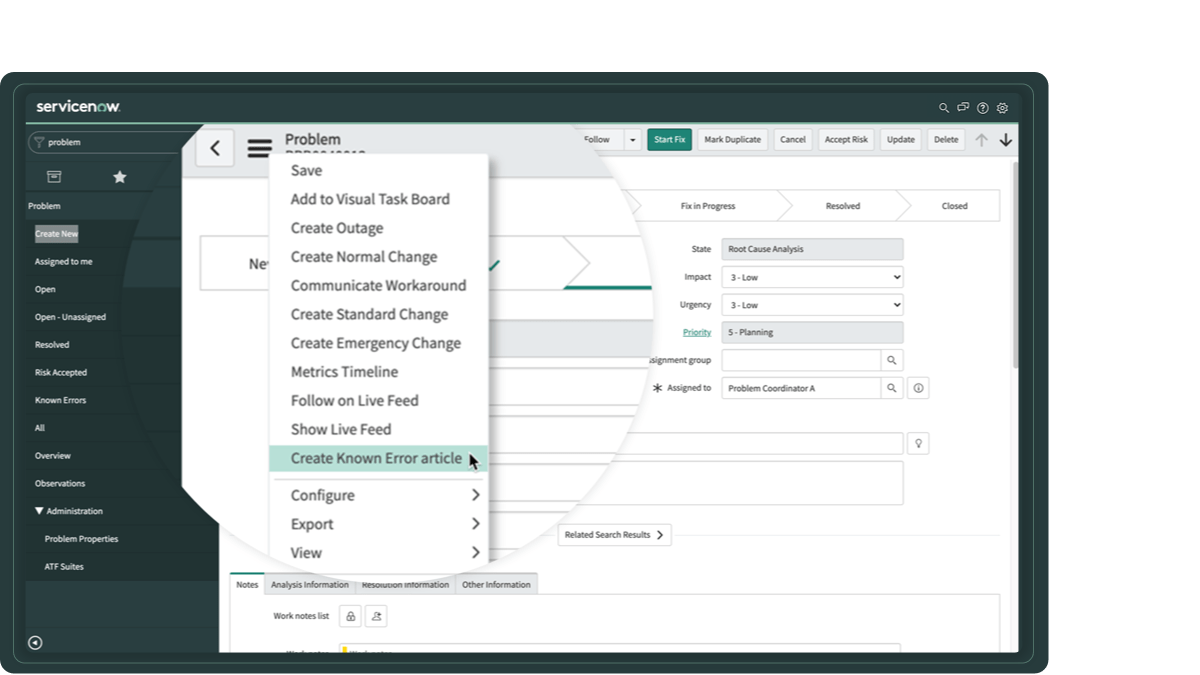 Problem Management - ServiceNow