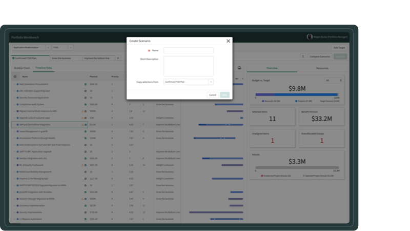 Scenario Planning - Project Management - ServiceNow