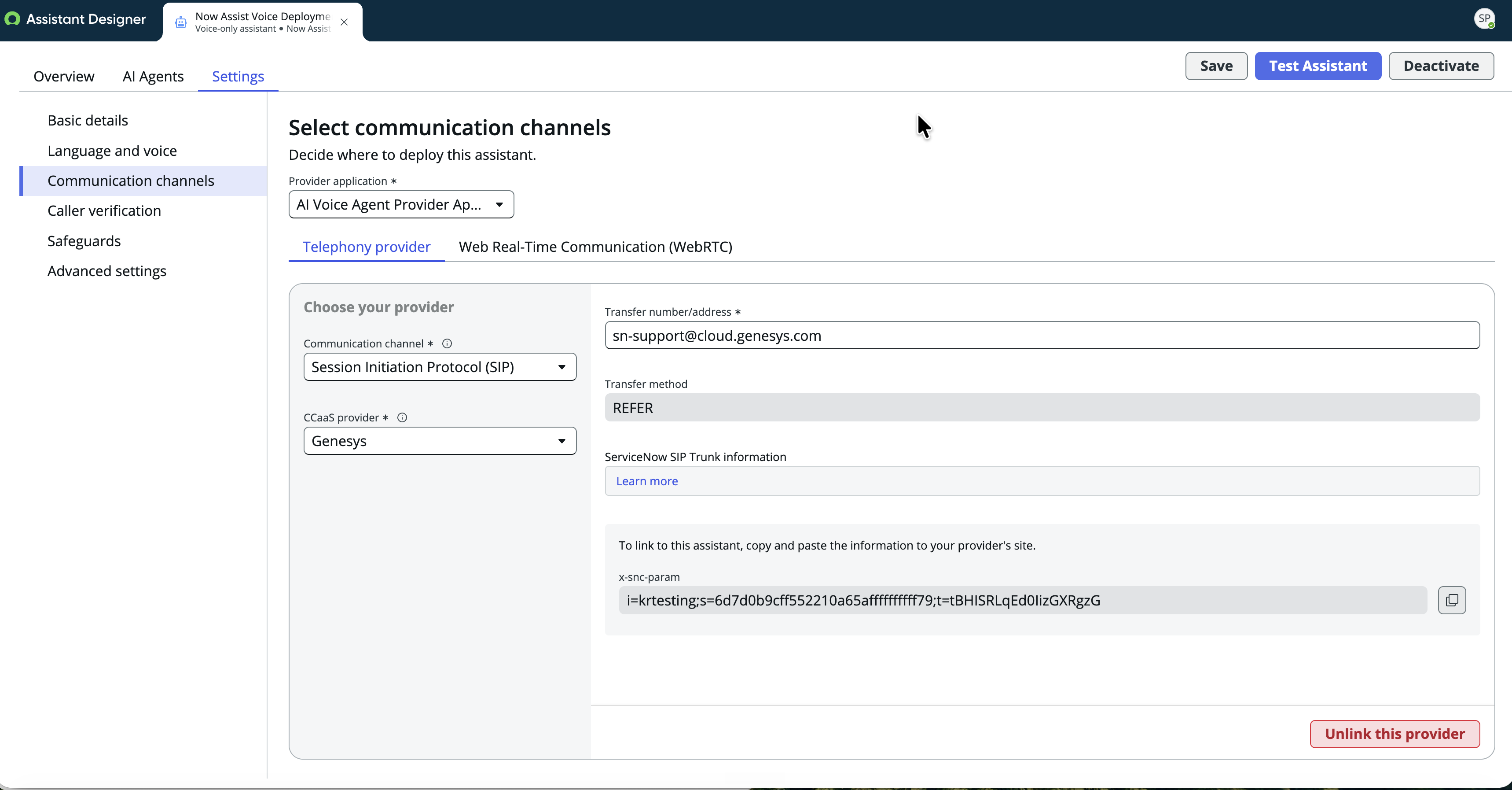 Integrate voice assistant with Genesys (SIP)